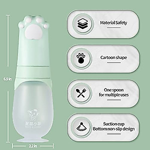 SANFE ELEPHANT Baby Spoons, Silicone Baby Food Dispensing Spoon, Squeeze Feeding Spoon with Cartoon Dust Cover, 4 oz. (Pink)