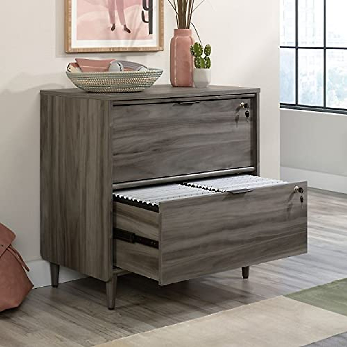 Sauder Clifford Place Lateral File Cabinet in Jet Acacia, Jet Acacia Finish