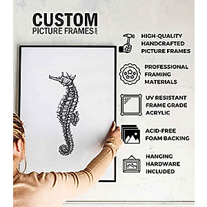 6x24 Frame White Solid Wood Picture Frame Width 1.5 Inches | Interior Frame Depth 0.5 Inches | Whitcomb Rustic Photo Frame Complete with UV Acrylic, Foam Board Backing & Hanging Hardware