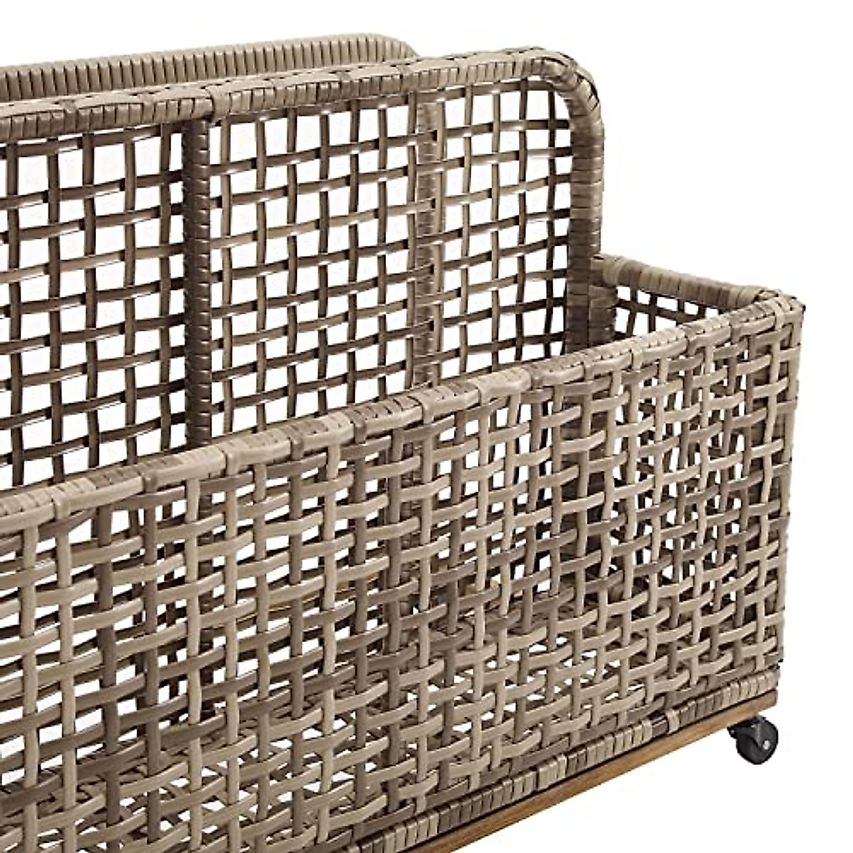 Crosley Furniture Ridley Wicker Outdoor Storage Pool Caddy for Floats, Patio Furniture Cushions, Distressed Gray/Brown