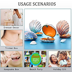 YU FENG Jeweled Seashell Figurine Trinket Boxes Hinged Collectible Painted Enameled Small Ocean Animal Jewelry Box(Ocean Blue)