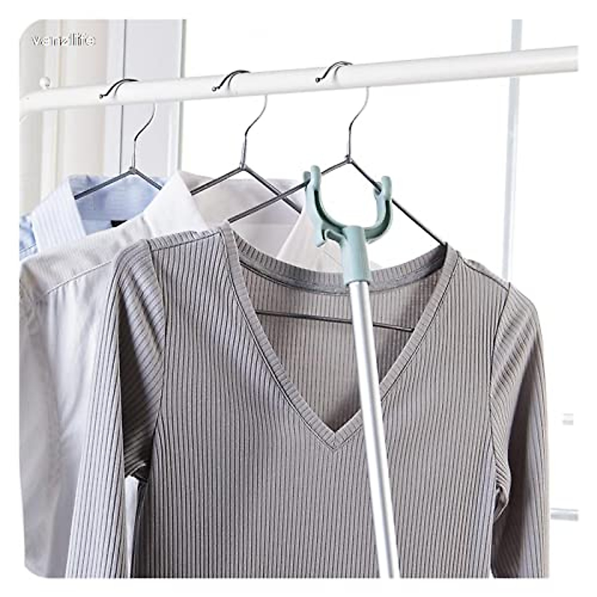 FIDEMM Balcony Fork Pole The Hangers for Clothes Pole Retractable Pole Drying Pole Fork Dress Stick Space Saving Clothing Rack