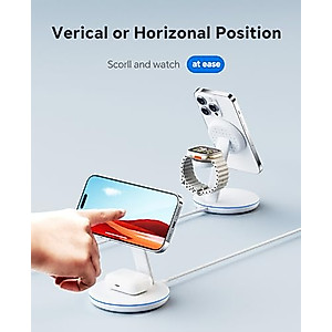 3 in 1 Charging Station for Apple Devices, Mag - Safe Charger Stand,15W Fast Magnetic Charger Wireless Compatible for iPhone 15 14 13 12 Pro/Max/Plus/Mini,AirPods Pro/3/2,iWatch 9/8/7/6/SE/5/4/3/2