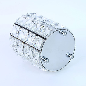 LUGUNU Makeup Brush Holder Organizer Golden Crystal Bling Personalized Gold Comb Brushes Pen Pencil Storage Box Container (Crystal Pot-Sliver)