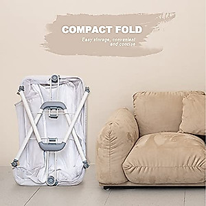 ANGELBLISS Baby Bassinet Bedside Sleeper, Easy Folding Portable Bassinet for Baby with Wheels, Adjustable Height, Included Mattress