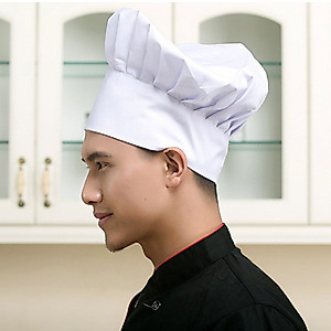 Hyzrz Chef Hat Set of 2 Pack Adult Adjustable Elastic Baker Kitchen Cooking Chef Cap (White)