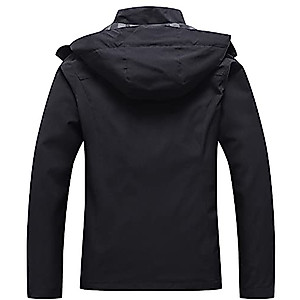 OTU Women's Waterproof Rain Jacket Lightweight Hooded Raincoat for Hiking Travel Outdoor Black M
