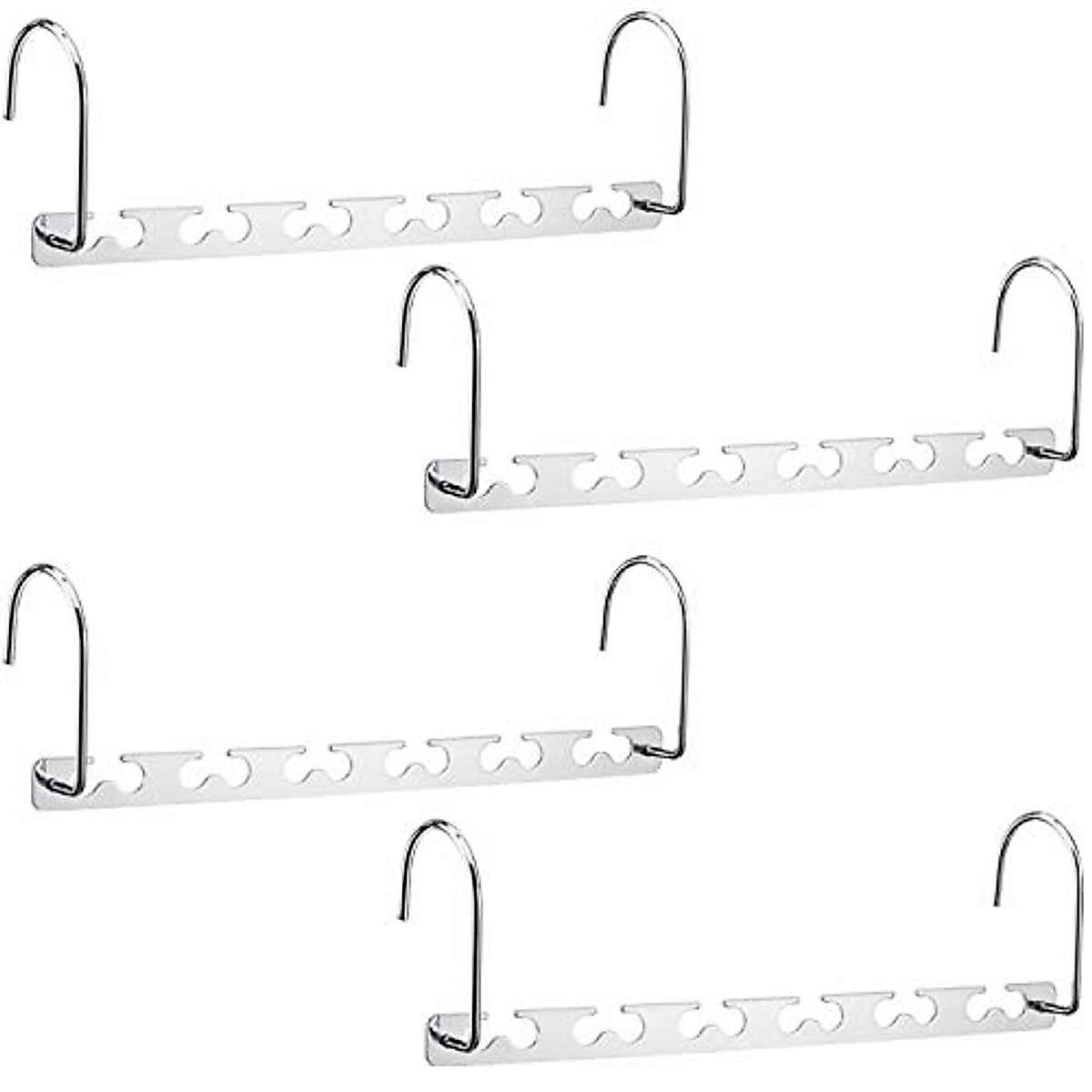 Meetu Space Saving Hangers Metal Clothes Hangers 6X2 Slots Magic Hanger Cascading Hanger Updated Hook Design Closet Organizer Hanger (Pack of 4)