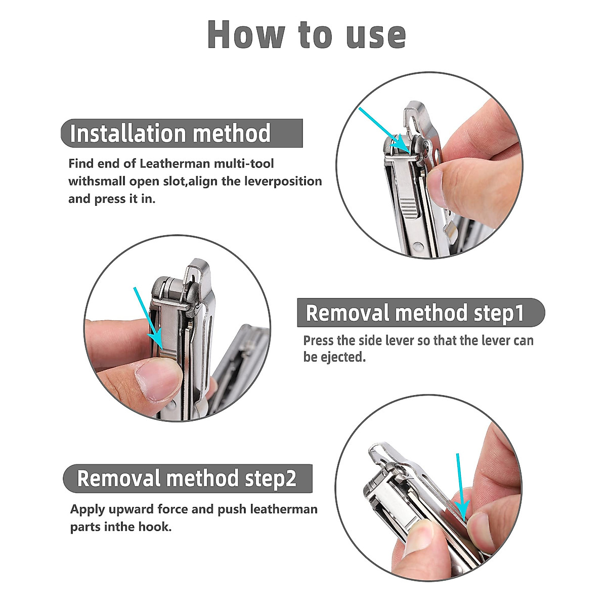 Quick-Release Pocket Clip/Upgrade designed standards stainless steel surge accessories，for Charge AL, Charge ALX, Charge Ti, Charge TTi, Quick Release Multi-Tool Pocket（2 pack）