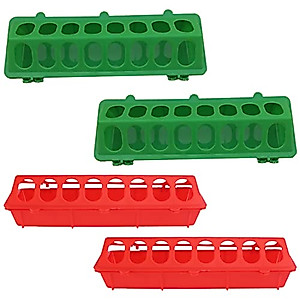 iplusmile 12pcs Small Water Waste, Duck Household Manger Pig Feeding Green for Birds Trough Red Garden Feeder, Compartment Cage Drinking Dish Chicken Slot Multihole, Dispenser Parrot