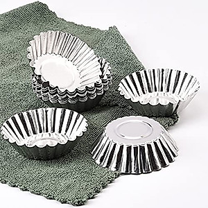 Tosnail 50 Pieces Aluminum Egg Tart Mold Small Tart Pie Tin Mini Cupcake Cake Muffin Cookie Mold Baking Cups