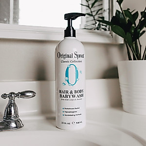 Original Sprout Baby Shampoo and Body Wash, Hypoallergenic Formula with Organic Calendula & Rosemary for Sensitive Hair & Skin, 32 oz. Bottle