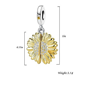 NanMuc Women Sunflower Charm You are My Sunshine Gold Plated Bead for Pandora Bracelets Wife friend Jewelry Mothers Day Gifts