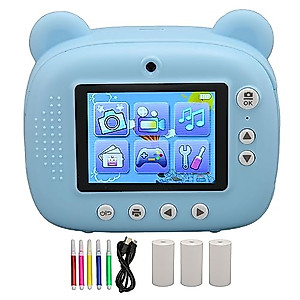 Kids Camera, 2.4 Inch IPS Screen with Auto Focus, Video Recording, Print Camera, USB Charge for Travel