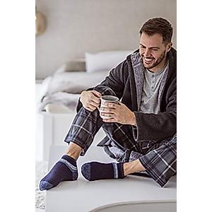 Heat Holders Mens Luxury Cozy Soft Fleece Lined Fluffy Bed Socks for Sleep (Black (Olwen), 7-12)