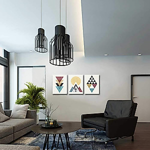 MHARTK66 Abstract Geometry Wall Art Prints, 3 Framed 12 x 16 inch Canvas, Bedroom Living Room Bathroom Decor