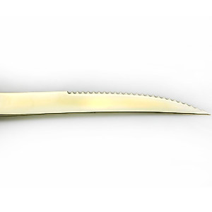 JASHII 18/10 Stainless Steel 8 Piece Mirror Polished Champagne Gold Serrated Steak Knife Serving Black Utensil Set