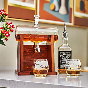 Glolaurge Whiskey Decanter with 2 Globe Glasses, 1250ml Ship Whiskey Decanter Set for Men, Liquor Bourbon Decanter Gift for Him