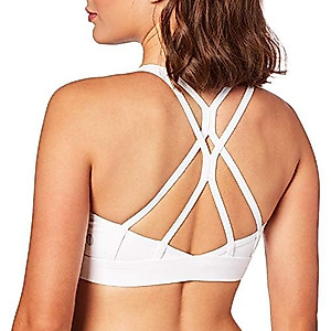 RUNNING GIRL Strappy Sports Bra for Women Sexy Crisscross Back Light Support Yoga Bra with Removable Cups White