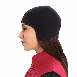 Icebreaker Merino Quantum Merino Wool Beanie, Unisex, - Breathable, Warm Winter Hats with Full Ear Flaps for Skiing, Hiking, Snowboarding - Premium Women’s and Men’s Hats, Black/Clove, One Size