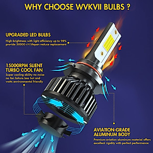 WVKVII Fit For Dodge Journey 2009-2019 LED Bulbs Combo 9005/HB3 High + 9006/HB4 Low Beam Lights Bulbs, 6000K Cool White Super Bright,IP68, 4