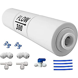 Lemoy Reverse Osmosis Flow Restrictor with Quick Connect Fitting, 50 GPD Flow Restrictor 1/4 inch Quick Connect(1 ball valve+2 Tee union+2 L connect+tube)
