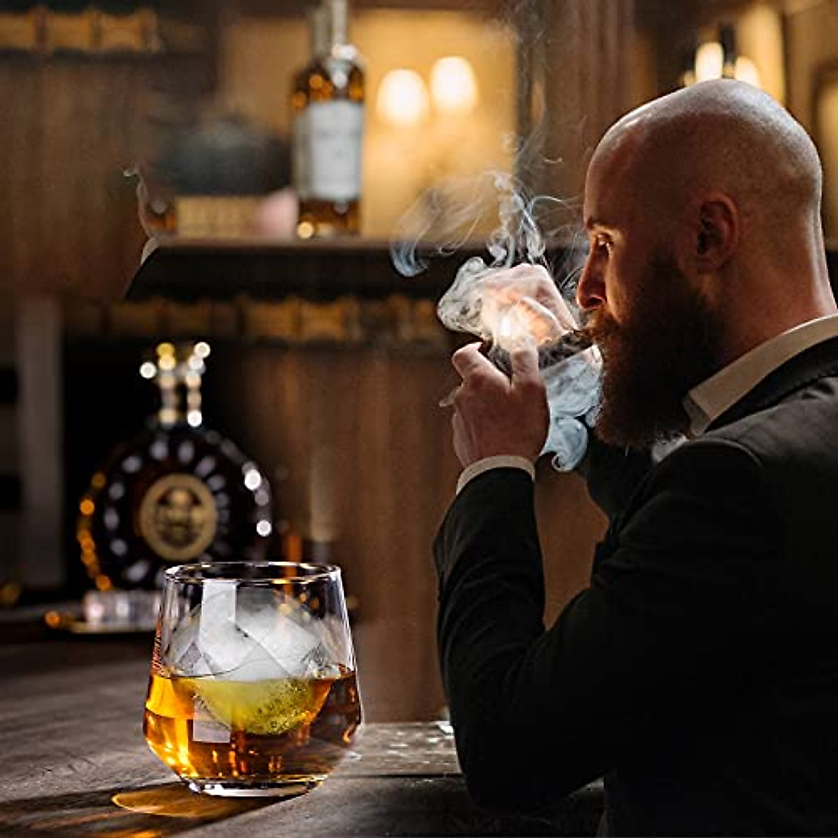 JBHO Premium Whiskey Glasses - Set of 6-12 Oz Scotch Glasses - Old Fashioned Non-Lead Crystal Glass - Gift-Box Idea for Scotch Lovers/Style Glassware for Bourbon/Rum glasses/Bar Cocktail Glasses