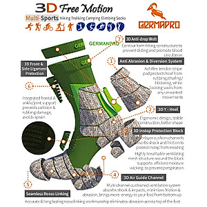 Men's Breathable Hiking Work Boot Socks w/Anti-Stress Moisture Wicking Germanium & Coolmax Fiber Lite-Compression 1/2 pr (X-Large, 1 Olive + 1 Dark Grey)