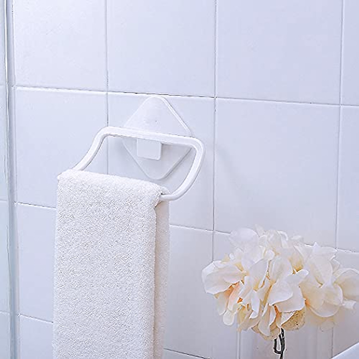 OGRAFF Towel Ring 1 Piece of Pure White Bathroom Towel Ring, Non-Perforated Paste Type Non-Marking Hand Towel Ring, Kitchen and Bathroom Hanging Rag Rack