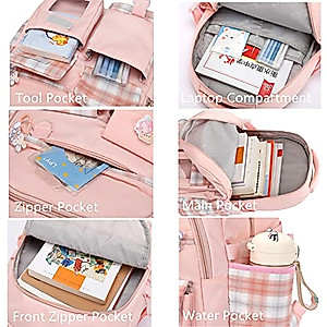 BEFUNIRISE Backpack for School Girls Bookbag Cute Bag College Middle High Elementary 18 Inch School Backpack for Teen Girls (Pink, Large)