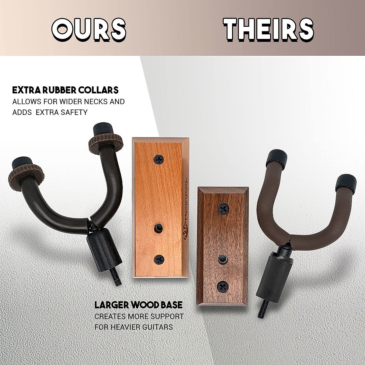 Mainstream Source® Guitar Hanger Cradle and Wall Mount – Guitar Hanger Wall Mount with Padded Cradle and Large Wooden Base, Great for Electric, Bass, or Acoustic Guitars (Rosewood, Pack of 1)