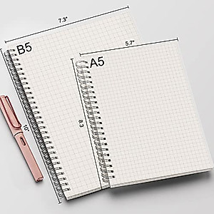 AHGXG Graph Paper Notebook Spiral 3 Pack - A5 Grid Notebook 5.7"x 8.3", Thick 100gsm Graph Grid Paper, 80 Sheets, Transparent Hardcover Journals for School Supplies, Office, Writing, Drawing