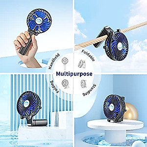 HandFan Portable Handheld Fan, Mini Personal Fan, Battery Operated Cooling Rechargeable Fan, 180° Foldable Small Hand Fan, USB Powered, for Home, Office, Outdoor, Hiking, Travel, Stroller