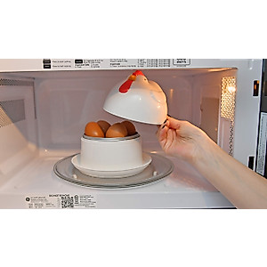 HOME-X Jumbo Hen-Shaped Microwave Egg Boiler with Lid, Cook 1 to 4 Eggs, Quick Hard Boiled Egg Maker, Breakfast Cooking Utensils