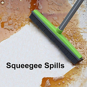 Push Broom Long Handle Rubber Bristles Sweeper Squeegee Edge 59 inches Non Scratch Bristle Broom and Push Broom Stiff Indoor Outdoor Rough Surface Floor Scrub Brush 17.7 inches Wide 61.8 inches