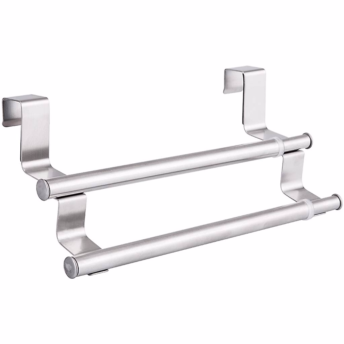 INDYAH Towel Racks，Double Tea Towel Holder for Hanging Over The Kitchen Cupboard Door - Towel Rack - No Drilling Necessary - Also Suitable As a Bath Towel Holder