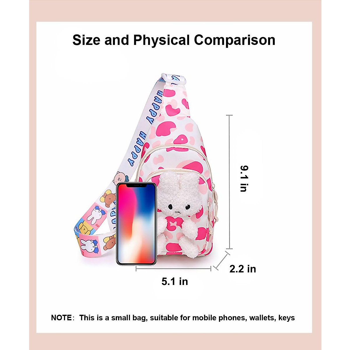 Hiflyer Kids Sling Bag, Kids Backpack Kawaii Bag Kids Travel Bag Chest Bag, Kids Crossbody Bag Mini Backpack for Girls (Blue)