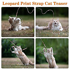 Molain Cat Wand Rainbow Toy, 5pcs Rainbow Ribbon Wand for Kittens Training Rainbow Ribbon Interactive Catcher Wand Stick Toy for Kitten Cat Indoor Exerciser Playing(30cm, Leopard Print)