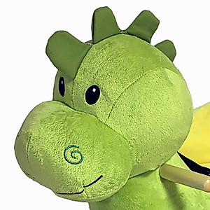 Ponyland: Music Rocking Chair - Dinosaur - Animal Wooden Ride-On Rocker, Handlebars, Music Button, Comes Assembled, Kids & Toddlers Ages 18mo+