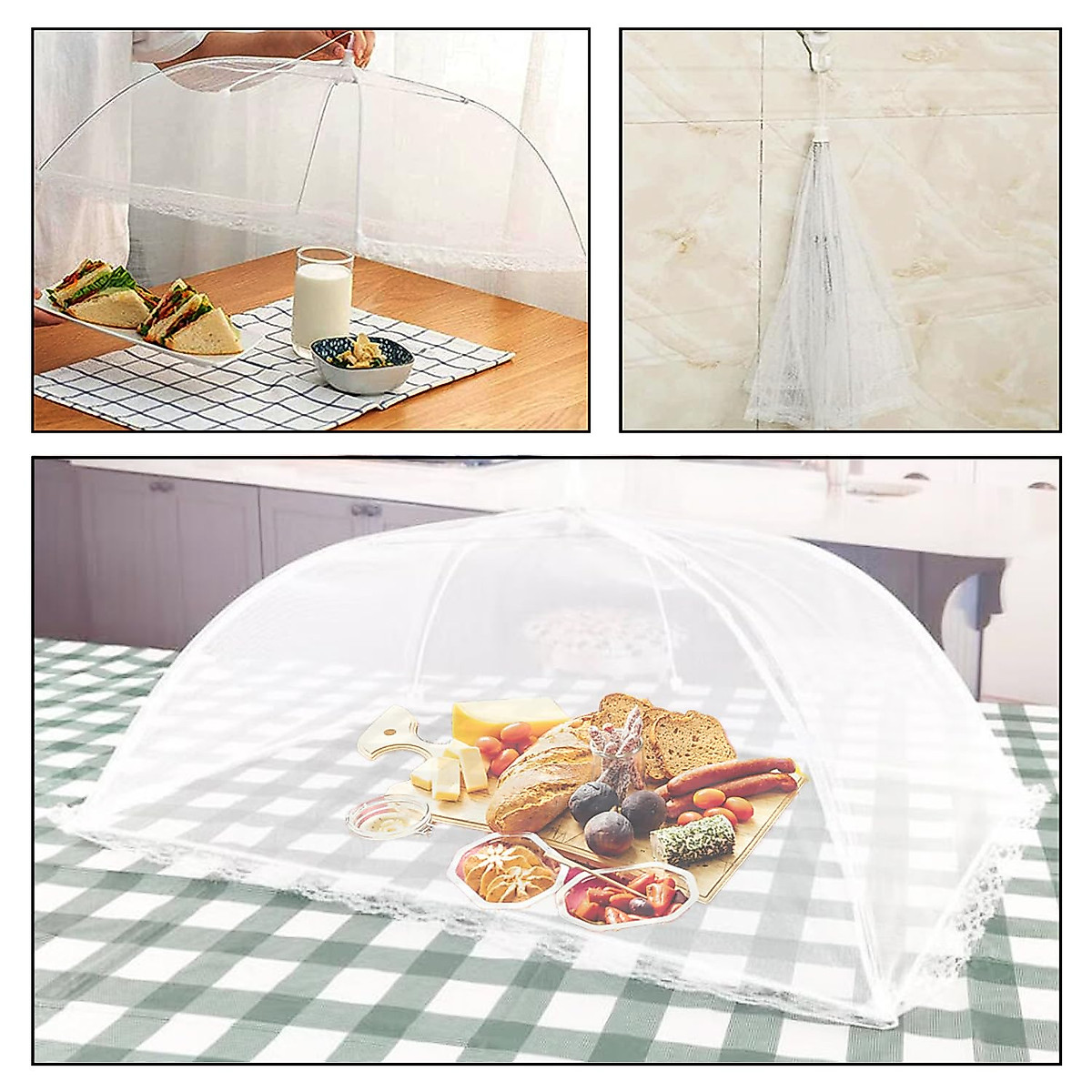 5 Pack Mesh Food Tents Food Covers for Outdoors, Pop-Up Food Nets Collapsible and Reusable Mesh Food Covers for Outside Party Picnics and Home Use