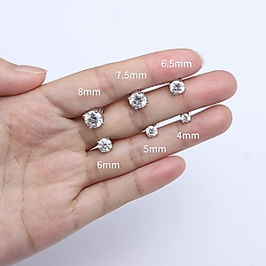 Moissanite Stud Earrings, White Gold Gemstone Silver, Moissanite