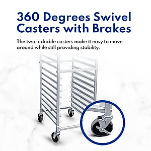 New Star Foodservice 36527 Commercial-Grade Aluminum 20-Tier Sheet Pan/Bun Pan Rack, 26" L x 20" W x 69" H with Brake Wheels