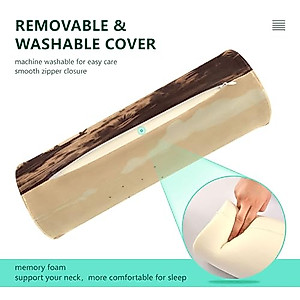 xigua Western Cowboy Neck Roll Pillow for Neck Relief with Removable Washable Cover - Memory Foam Round Cylinder Bolster, Ergonomically Designed for Head, Neck, Back, and Legs