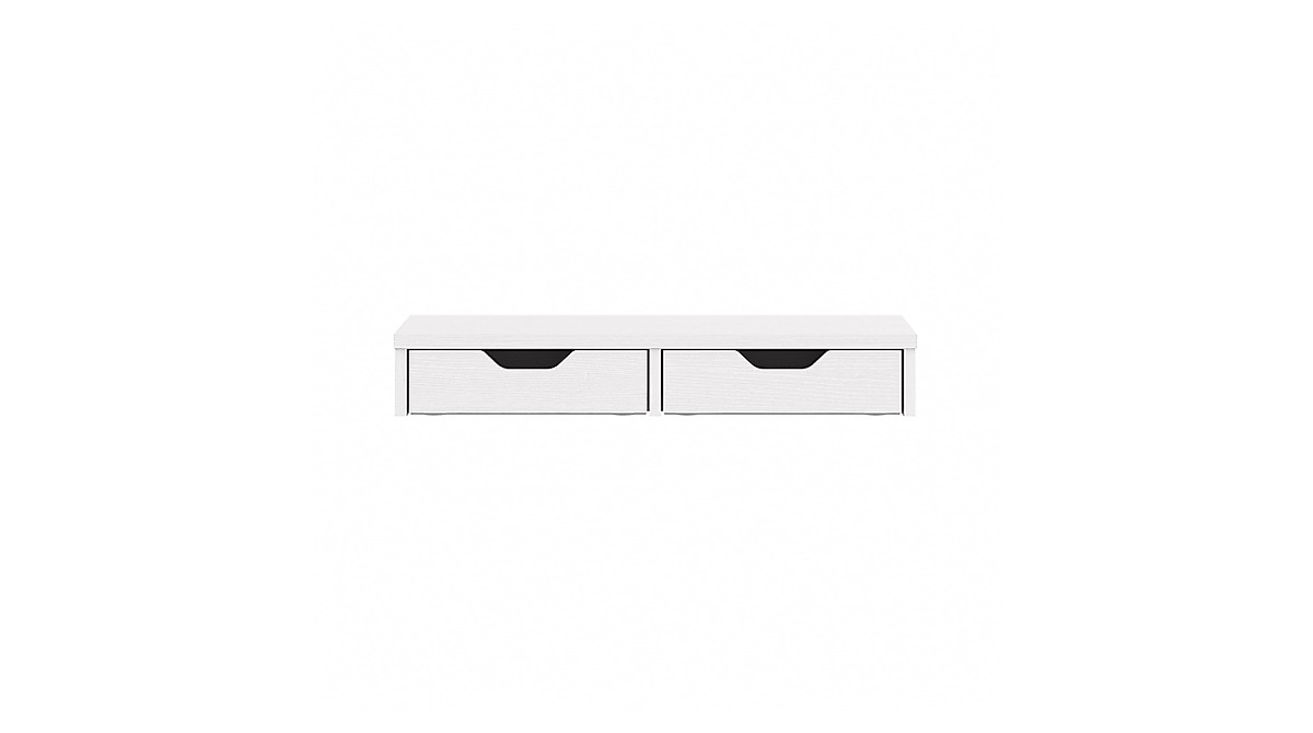 Bush Key West Desk Organizer with Drawers & Monitor Stand - White Oak