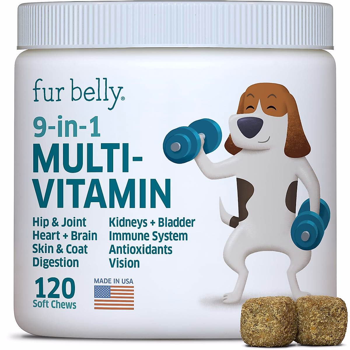 Dog Multivitamin - Dog Vitamins and Supplements - Digestive Enzymes & Probiotics - Probiotics for Dogs - for Skin and Coat Allergies - Immune System & Overall Health - 120 Soft Chew Dog Treats