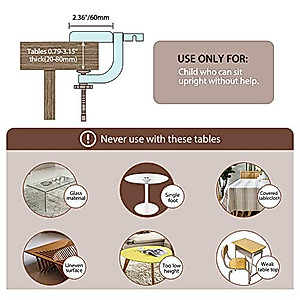 Hook On Chair, Clip on High Chair, Fold-Flat Storage Portable Baby Feeding Seat, High Load Design, Attach to Fast Table Chair Removable Seat for Home and Travel(Grey)