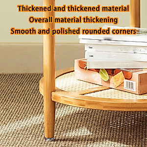 CUPKEE Bamboo Round Side Table, Glass End Tables, Double Layer Large Capacity Coffee Table with Storage for Living Room, Balcony, Bedroom