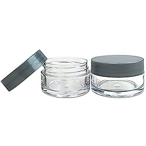 Beauticom 20 gram/20ml Empty Clear Small Round Travel Container Jar Pots with Lids for Make Up Powder, Eyeshadow Pigments, Lotion, Creams, Lip Balm, Lip Gloss, Samples (12 Pieces, Gray)