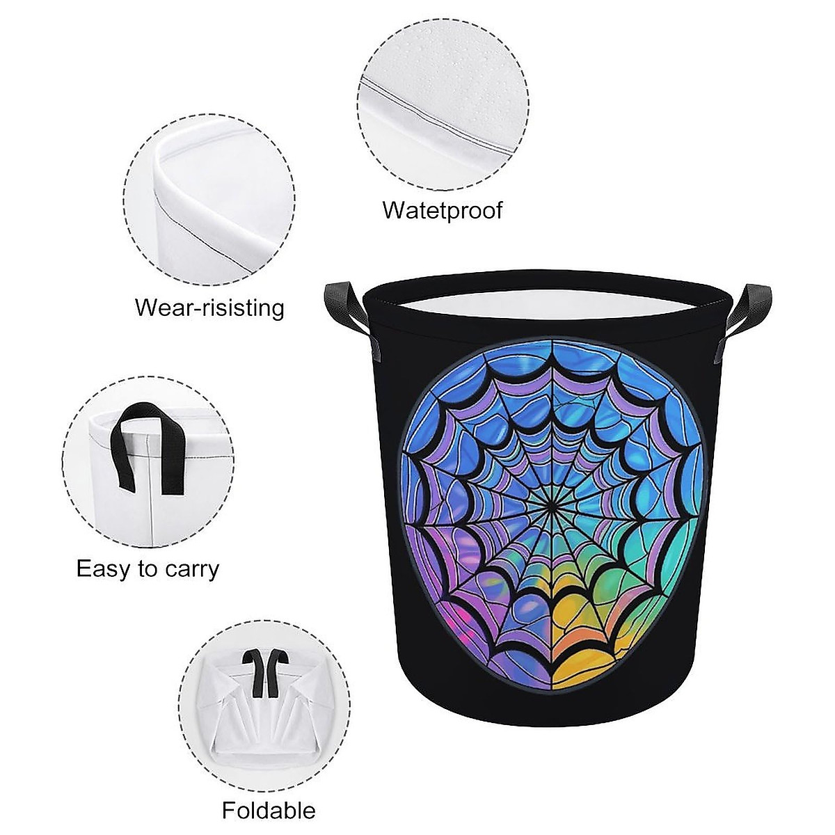 OBINAOBINA Spider Web Wednesday Large Laundry Basket Laundry Hamper Bag Washing Bin Collapsible Tall With Handles Travel Bathroom College, style