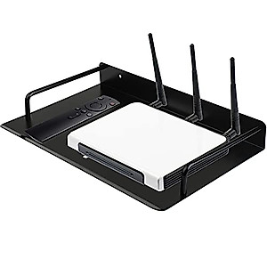 Xiboya textile Alumimum Alloy Wall Mount Shelf Bracket for TV Accessories WiFi Router TV Box Set Top Box ( Black,13'' x 8.2'')